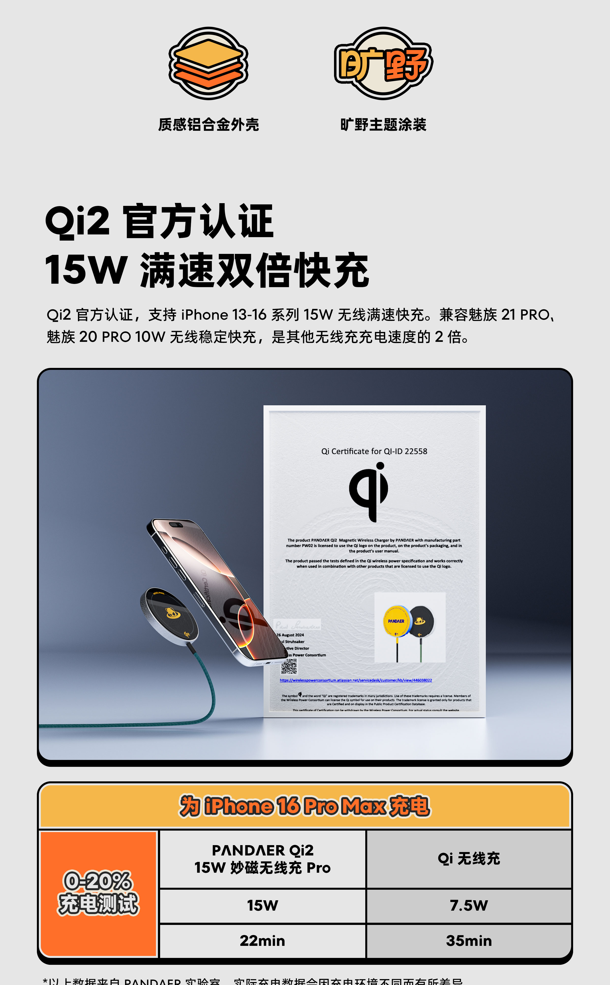 PΛNDΛER Qi2 15W 妙磁无线充 Pro-魅族商城